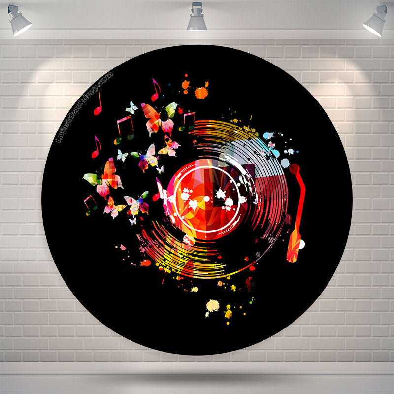 Graffiti Phonography Record Music Round Party Backdrop – Lofaris