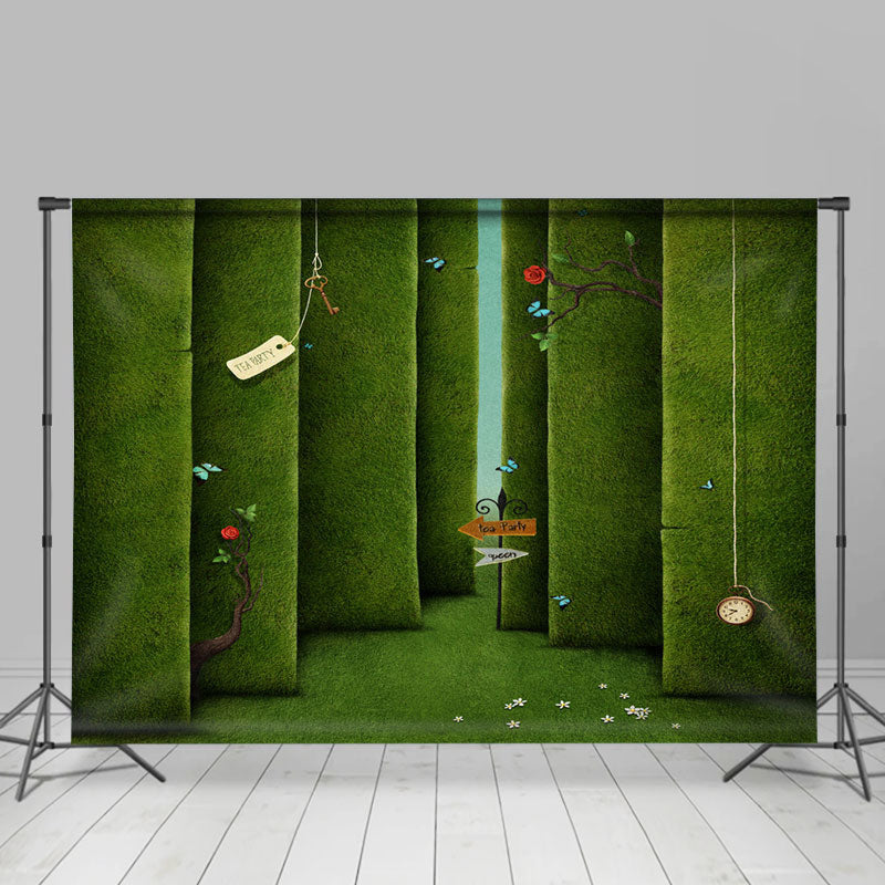 Green Garden Flower Tea Party Photography Backdrop - Lofaris