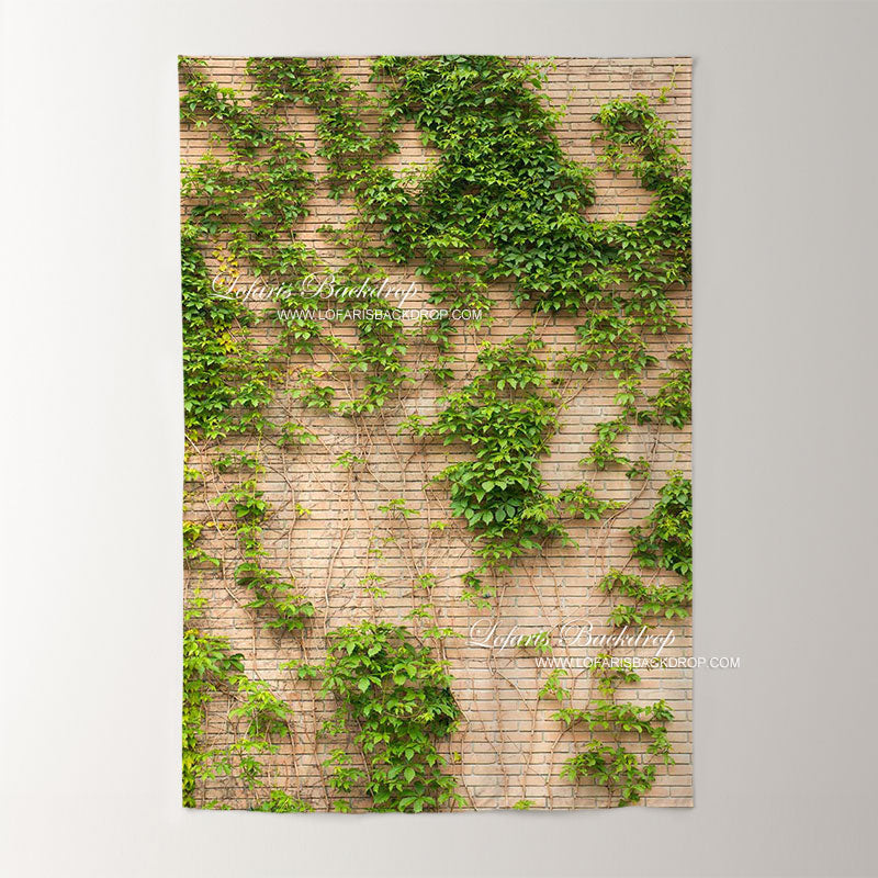 Lofaris Green Ivy Leaves Brick Wall Photography Background