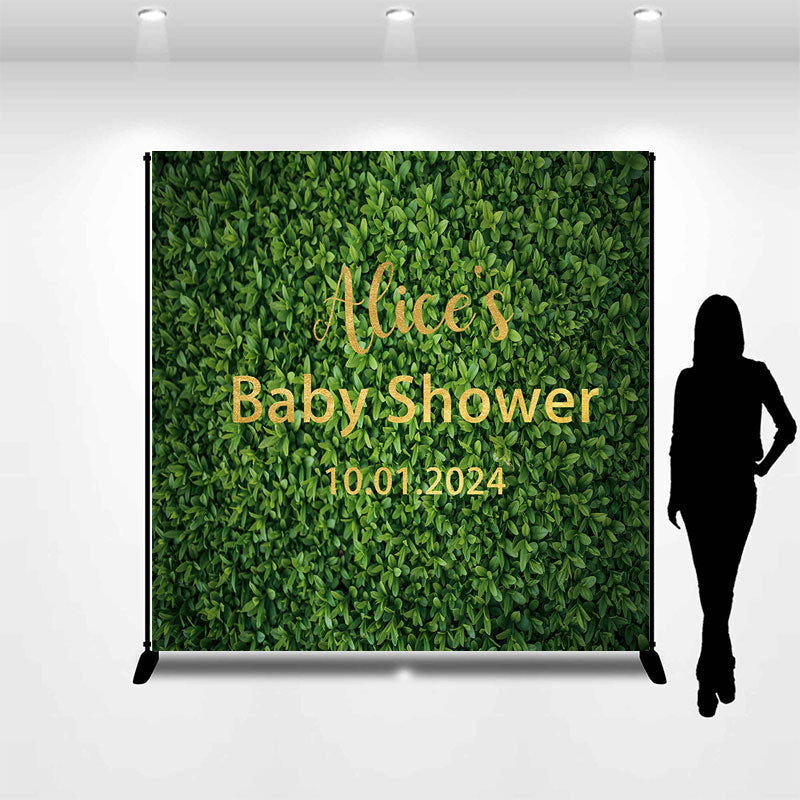 Greenery Personalized Text Baby Shower Backdrop - Lofaris