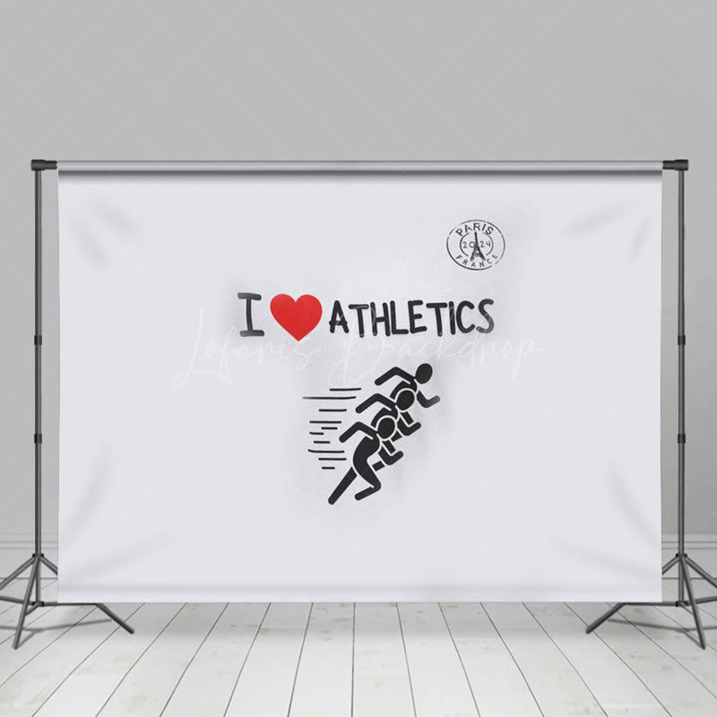 I Love Athletics Paris 2024 Sport Olympic Backdrop - Lofaris