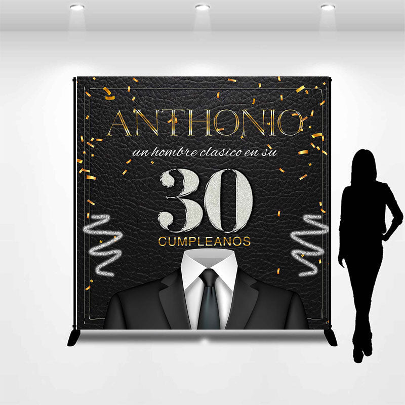 Leather Texture Suit 30th Custom Man Birthday Backdrop - Lofaris