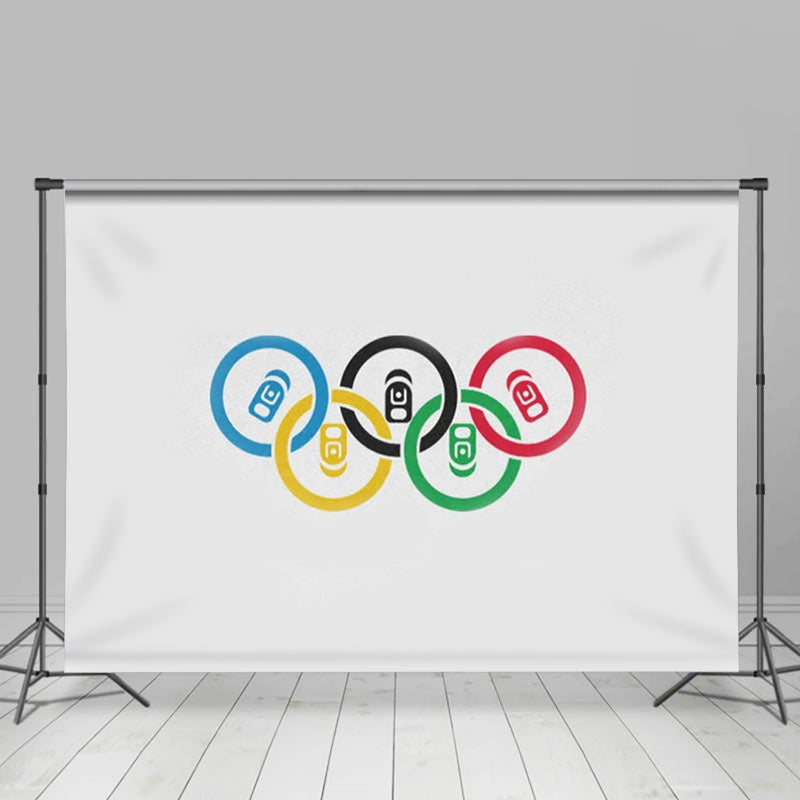 Light Grey Pull Tab Olympic Rings Sports Backdrop - Lofaris
