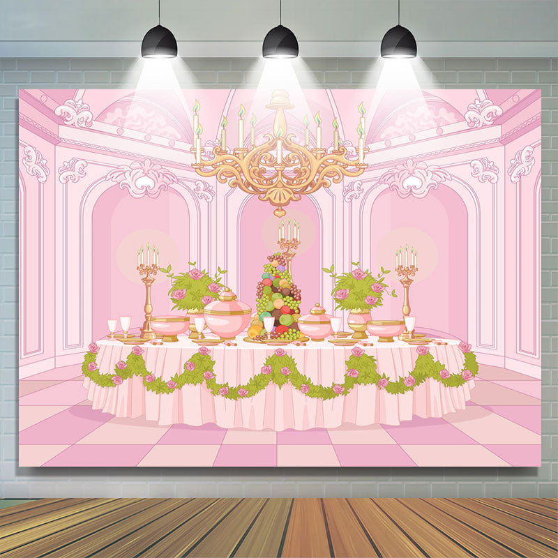 Luxury Pink Palace Dining Table Floor Party Backdrop - Lofaris