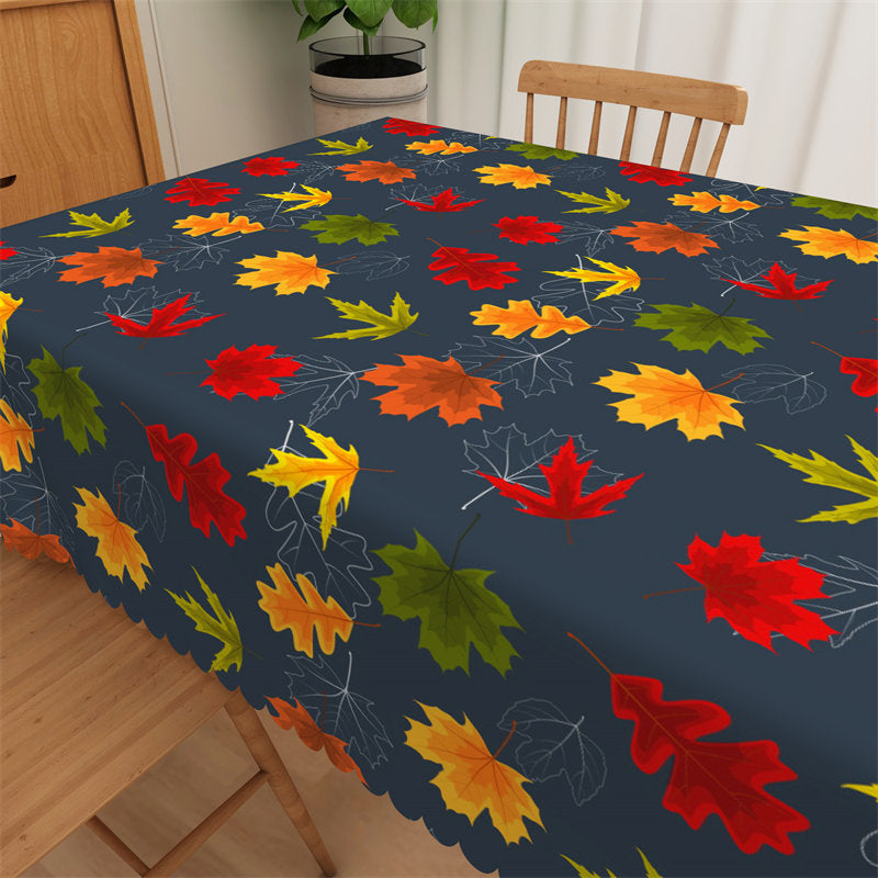 Maple Leaves Black Restaurant Cafe Party Tablecloth - Lofaris
