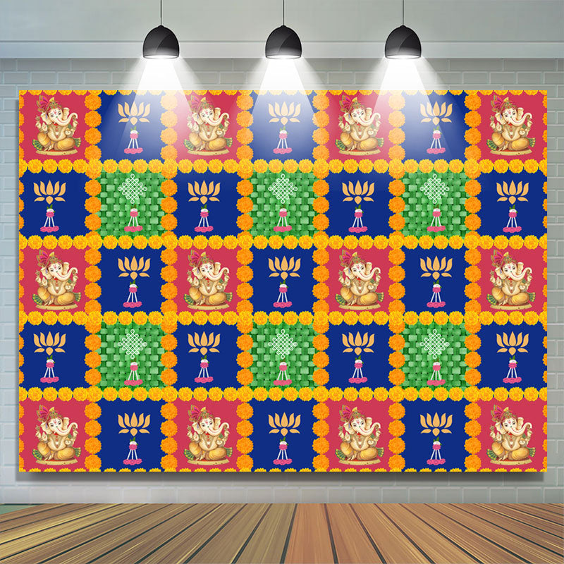 Marigold Kolam Indian Traditional Festival Backdrop - Lofaris