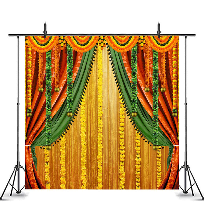Marigold streamer Indian Macrame Wedding Backdrop - Lofaris