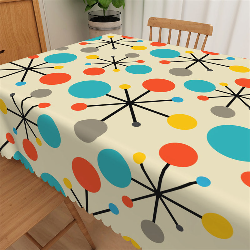 Mid Century Modern Atomic Vintage Colors Tablecloth - Lofaris