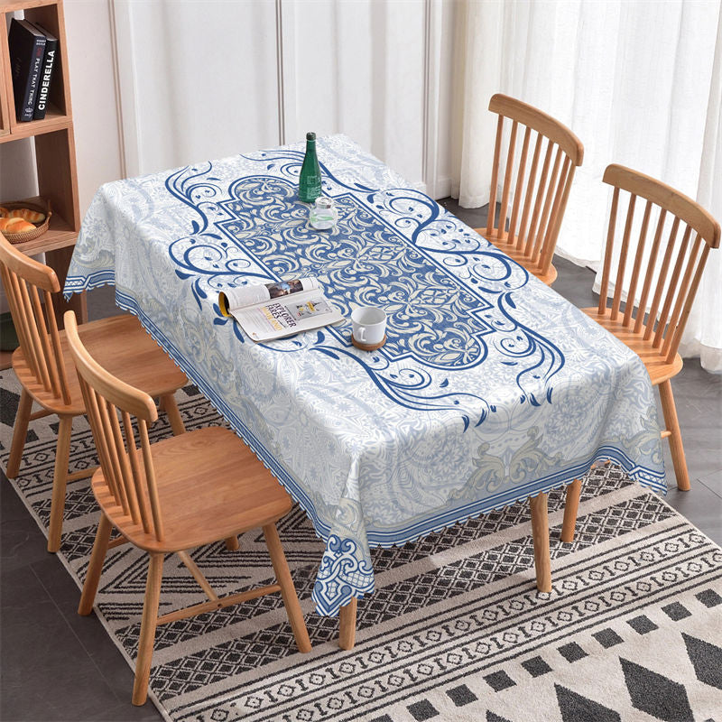 Modern Elegant Blue Rectangle Tablecloth - Lofaris