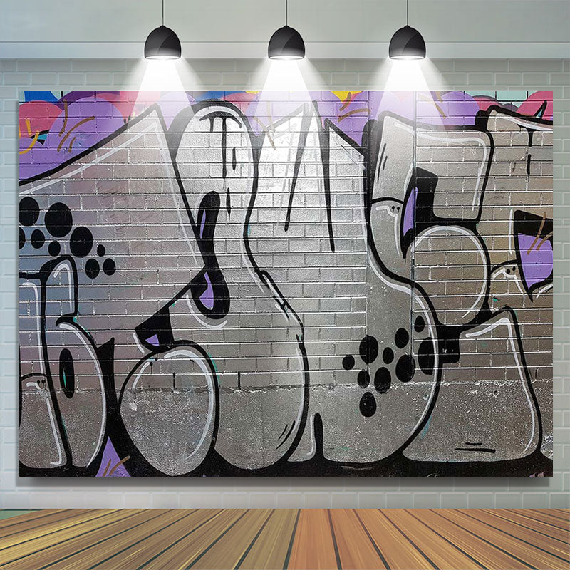 Modern Silver Graffiti Photography Studio Backdrop - Lofaris