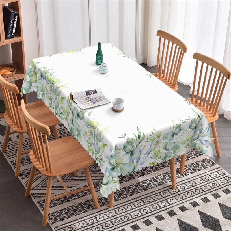 Modern White Grass Rectangle Tablecloth for Family - Lofaris