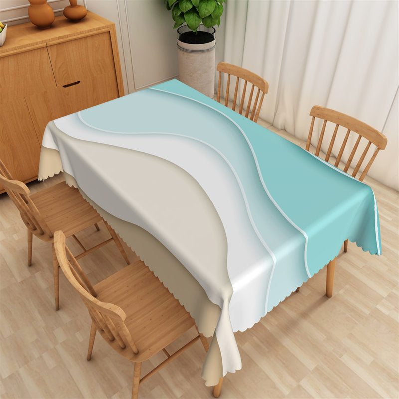 Ocean Beach Waves Gradient Blue Party Tablecloth - Lofaris