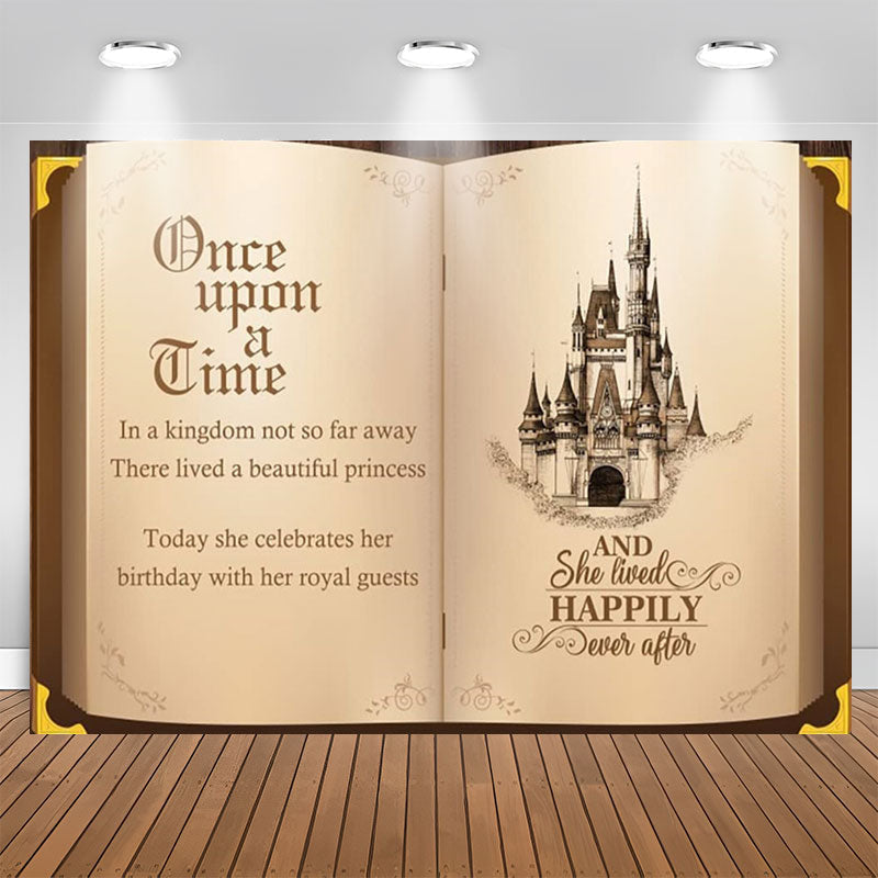 Once Upon A Time Castle Book Birthday Backdrop - Lofaris