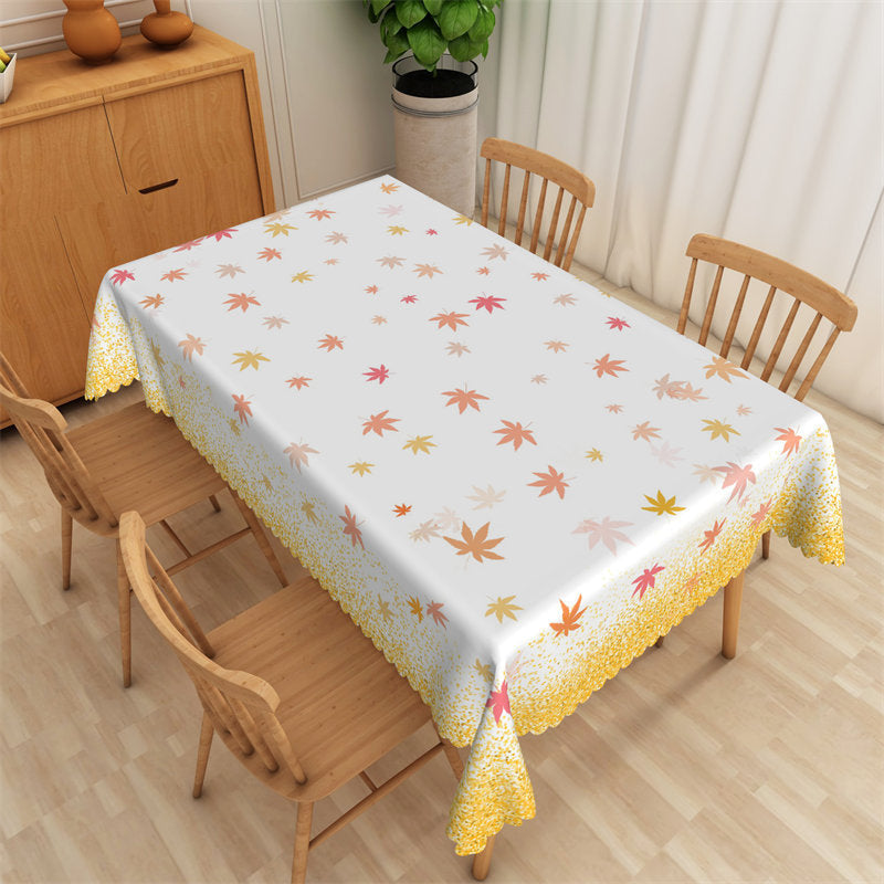 Orange Glitter Maple Leaf Restaurant Tablecloth - Lofaris
