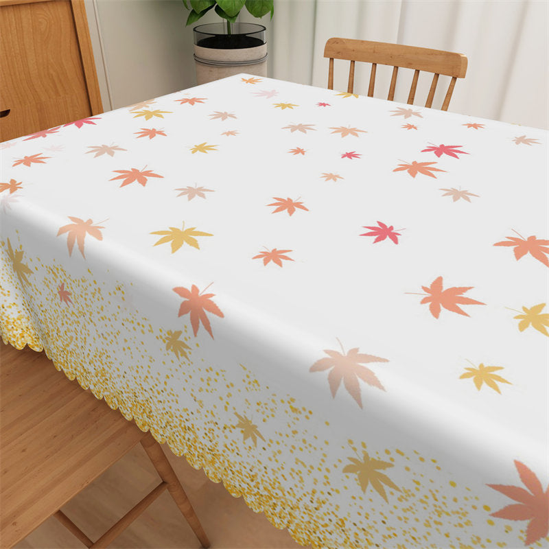 Orange Glitter Maple Leaf Restaurant Tablecloth - Lofaris