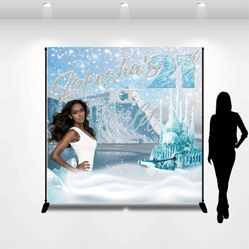 Personalized 21st Birthday Winter Ice world Backdrop - Lofaris