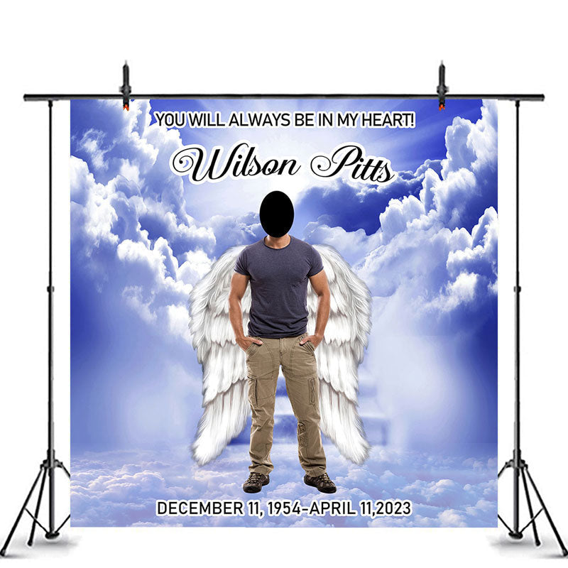 Personalized Blue Sky In Loving Memory Backdrop - Lofaris