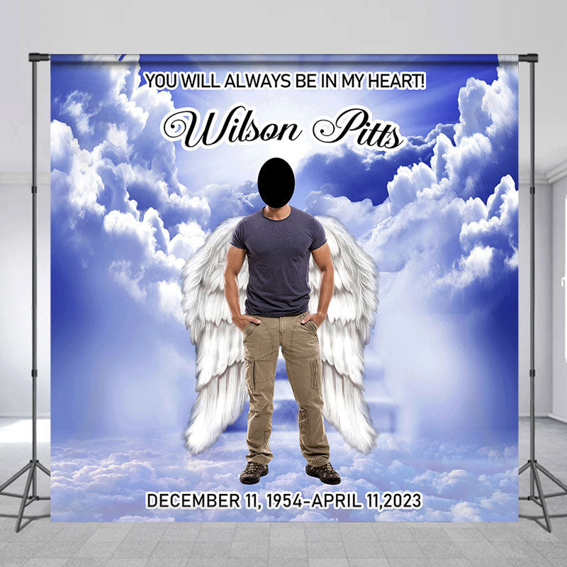 Personalized Blue Sky In Loving Memory Backdrop - Lofaris