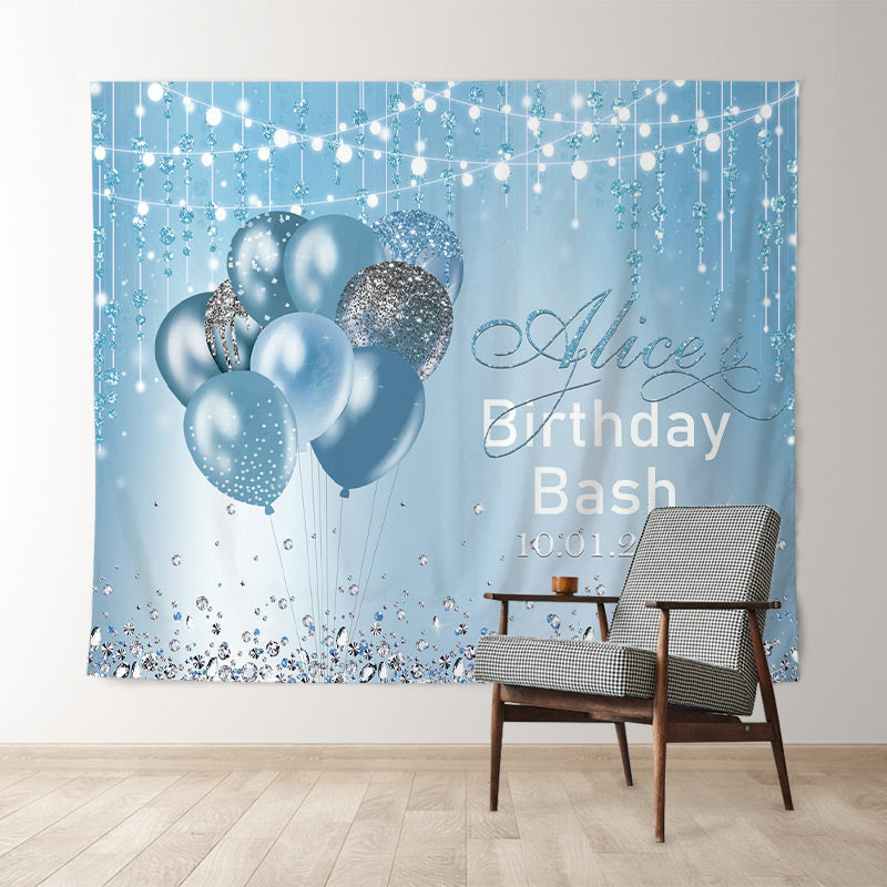 Personalized Diamond Strings Blue Birthday Backdrop - Lofaris