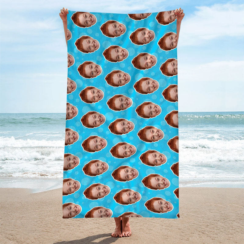 Personalized Funny Kids Beach Towel With Faces Photo - Lofaris