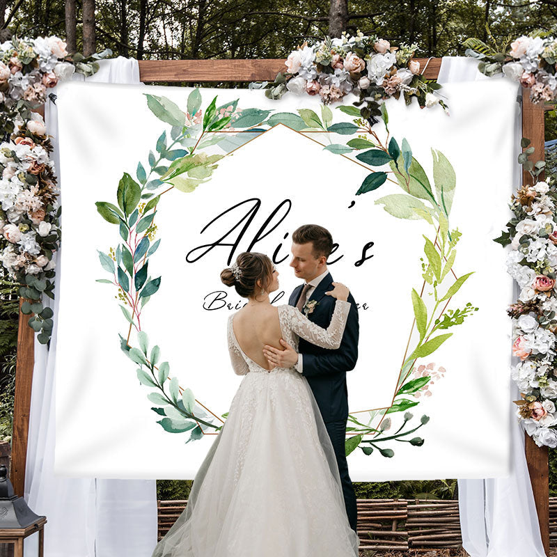 Lofaris Personalized Greenery Wreath Theme Wedding Backdrop
