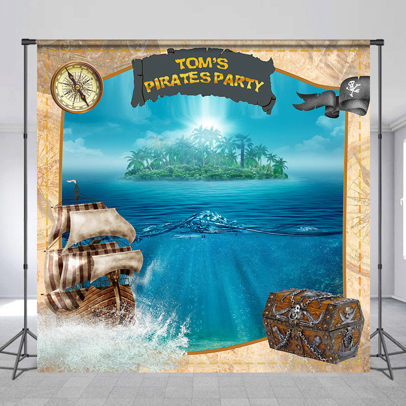 Personalized Kids Sailing Pirates Party Backdrop - Lofaris