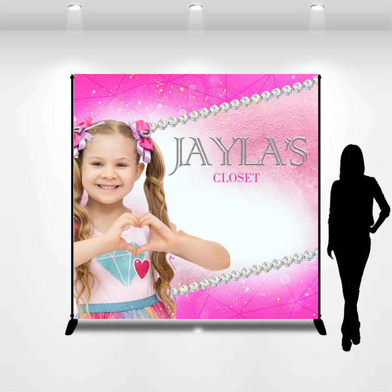Personalized Pink Diamond Closet Girls Party Backdrop - Lofaris