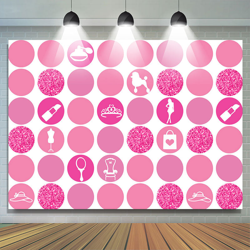 Pink Lipstick Mirror Hat Party Backdrop For Girls - Lofaris
