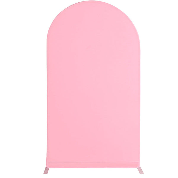 Lofaris Pink Spandex Fit Round Top Backdrop Wedding Arch Cover