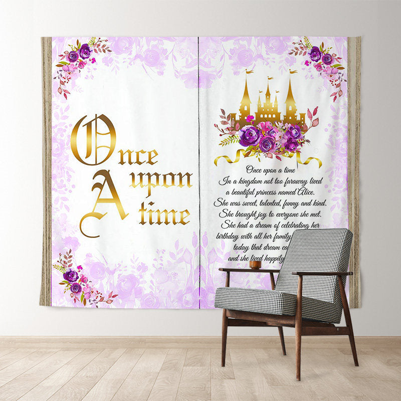 Purple Floral Fairy Tale Custom Birthday Backdrop - Lofaris
