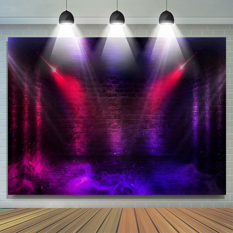 Purple Red Fog Neon Light Brick Wall Stage Backdrop - Lofaris