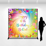Rainbow Candy Personalized 10th Birthday Backdrop - Lofaris