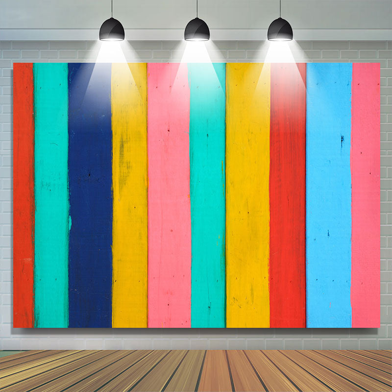 Rainbow Color Wood Wall Backdrop For Photography - Lofaris