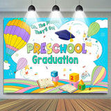 Rainbow Hot Air Balloon Preschool Grad Backdrop - Lofaris