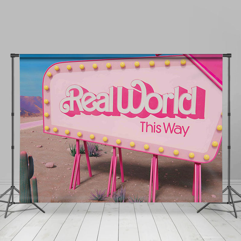 Realworld This Way Pink Road Sign Backdrop For Party - Lofaris