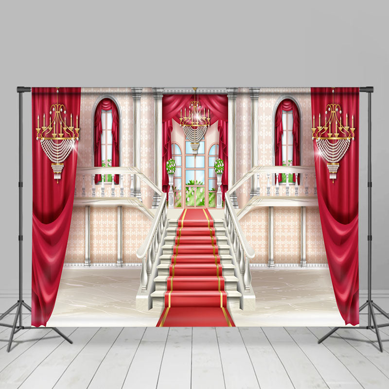 Red Carpet Palace Interior Royal Vintage Backdrop - Lofaris