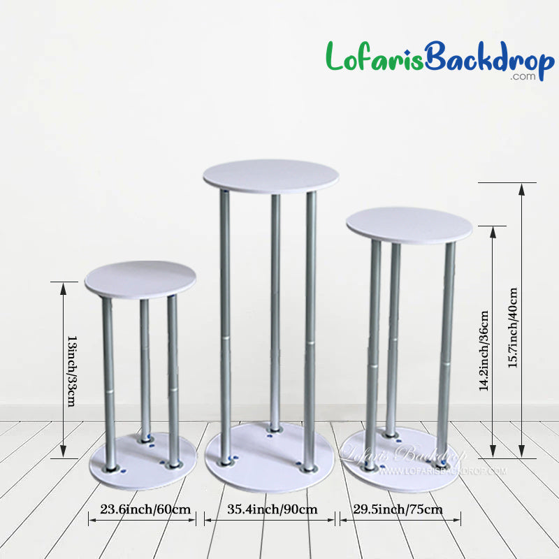 Round 3pcs Display Cylinder Metal Pedestals Plinths – Lofaris