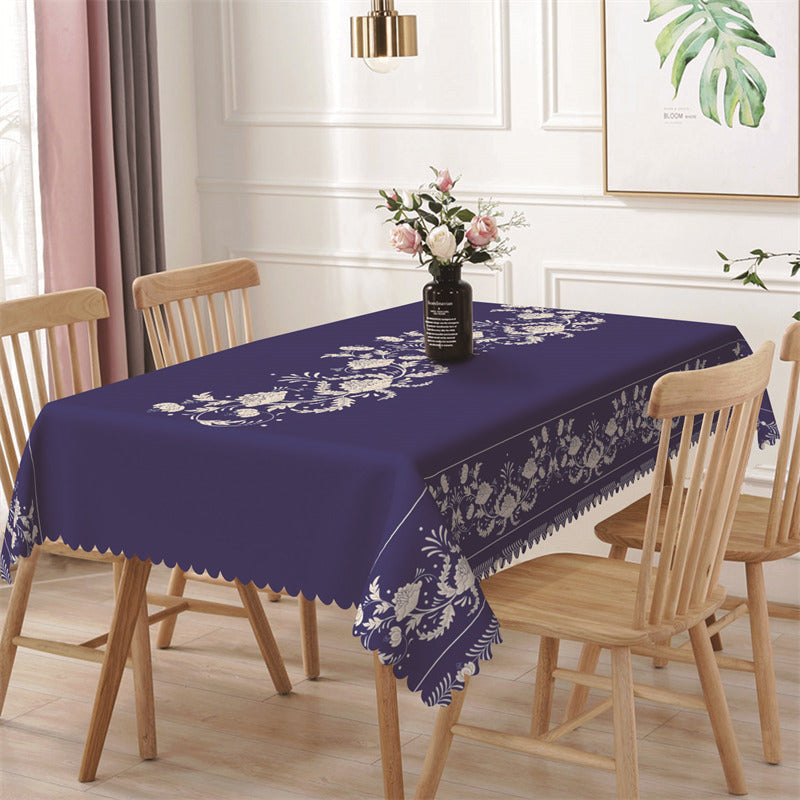 Royal Blue Patterns Classic Rectangle Tablecloth - Lofaris