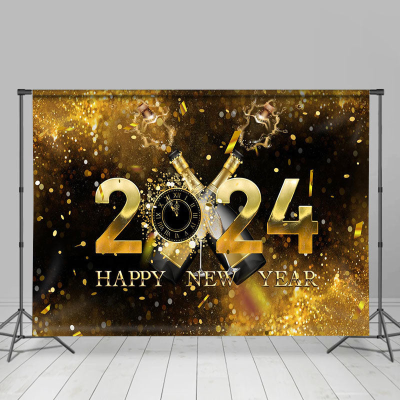 Sequin Champagne Bokeh 2024 Happy New Year Backdrop - Lofaris