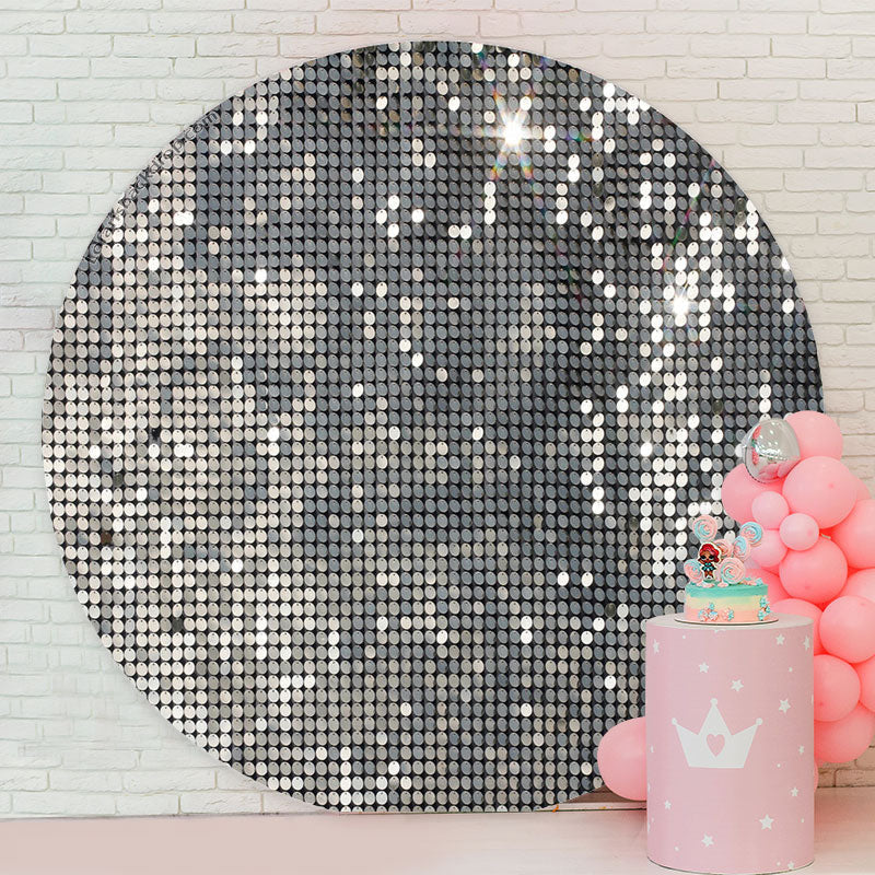 Silver Lattice Glitter Round Birthday Party Backdrop – Lofaris