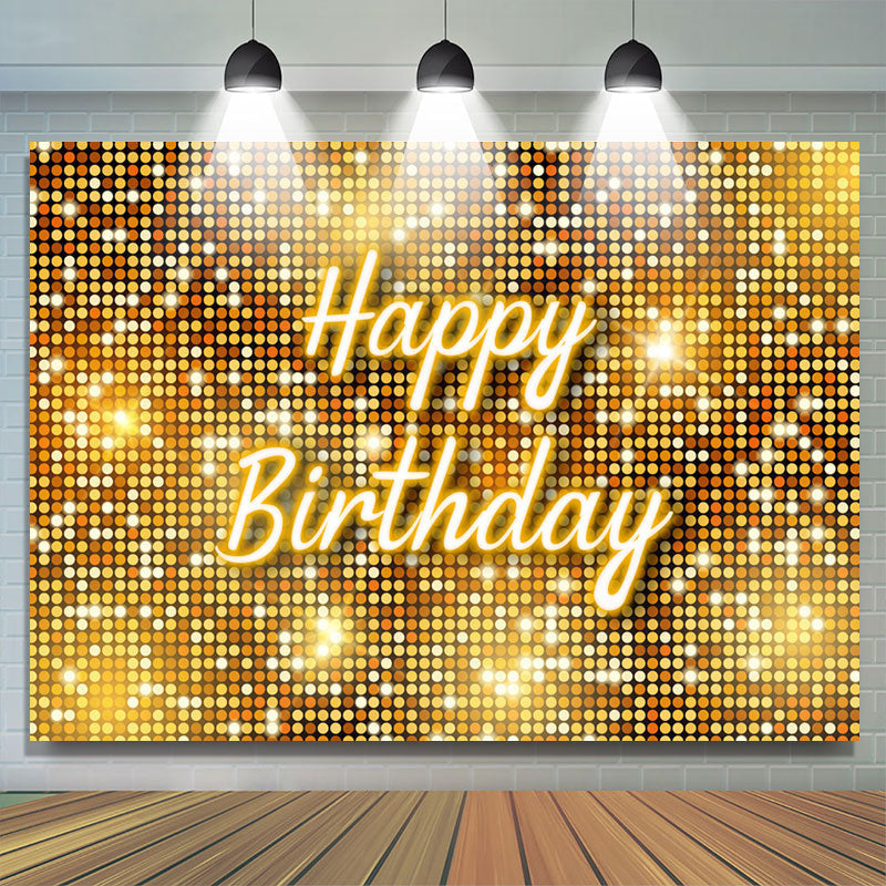 Simple Gold Sparkling Sequin Happy Birthday Backdrop - Lofaris