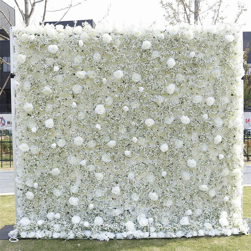 Snow White Rose Fuax Outdoor Garden Flower Wall Panels - Lofaris