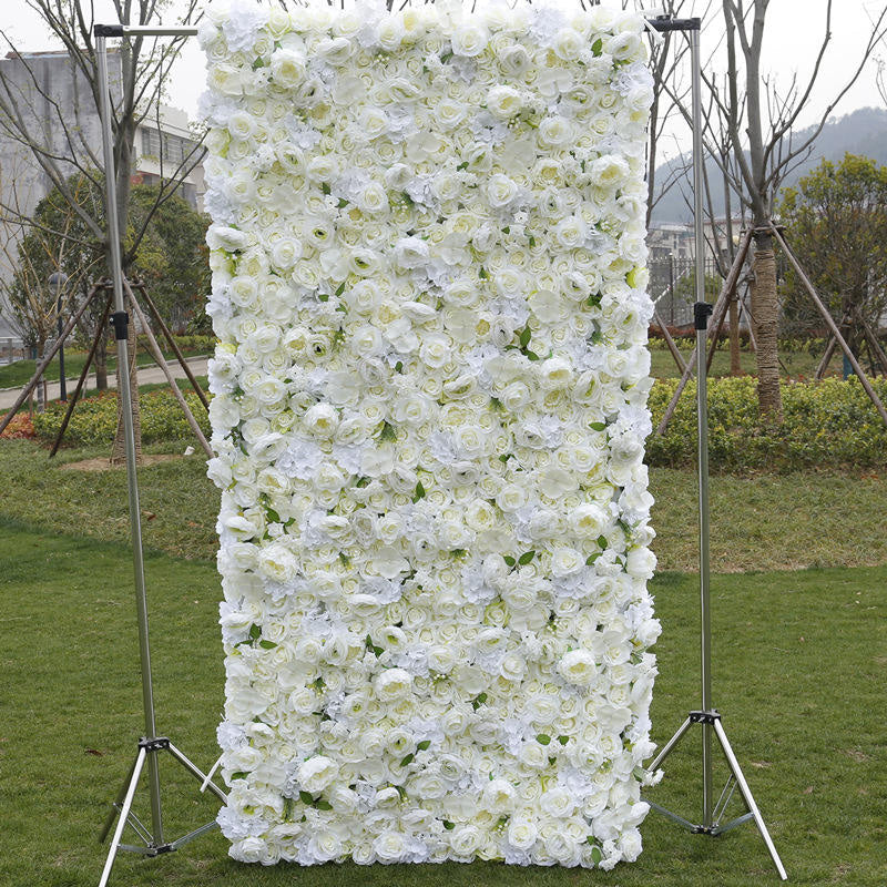 Snow White Rose Fuax Outdoor Garden Flower Wall Panels - Lofaris
