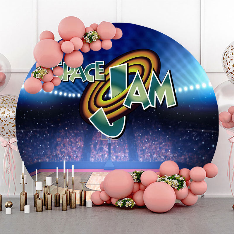 Basketball Round Birthday Space Jam Backdrops - Lofaris