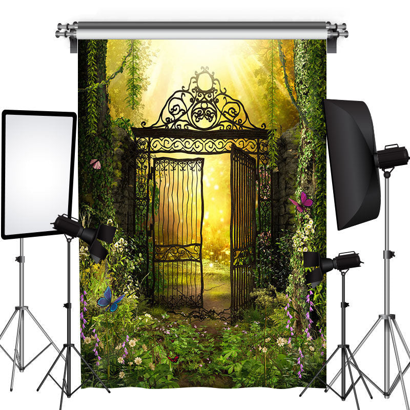 Spring Secret Iron Garden Gateway Photo Backdrop - Lofaris