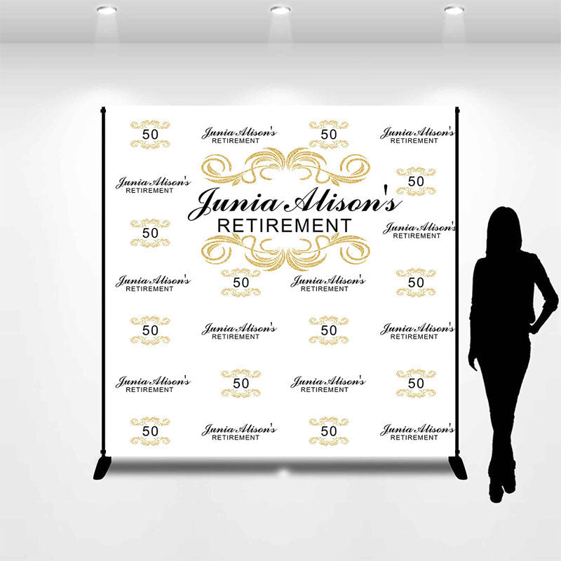 Step And Repeat Gold Black Custom Retirement Backdrop - Lofaris