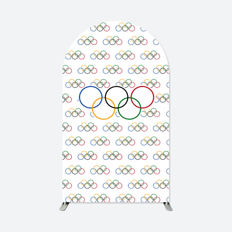 Step And Repeat Olympic Rings White Arch Backdrop - Lofaris