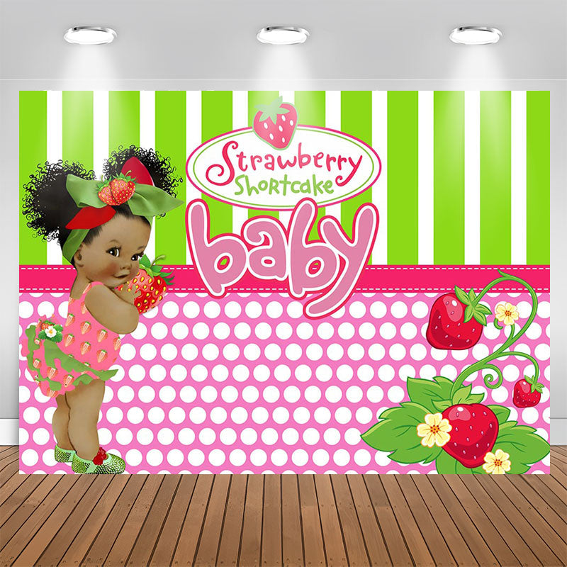 Strawberry Shortcake Baby Shower Backdrop For Girls - Lofaris