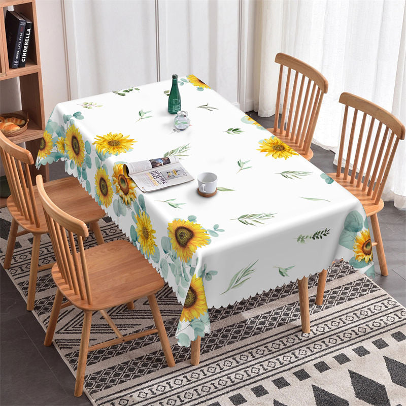 Sunflower Leafage Decorative Rectangle Tablecloth - Lofaris