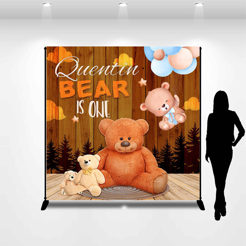Teddy Bear Brown Wood Custom Baby Shower Backdrop - Lofaris